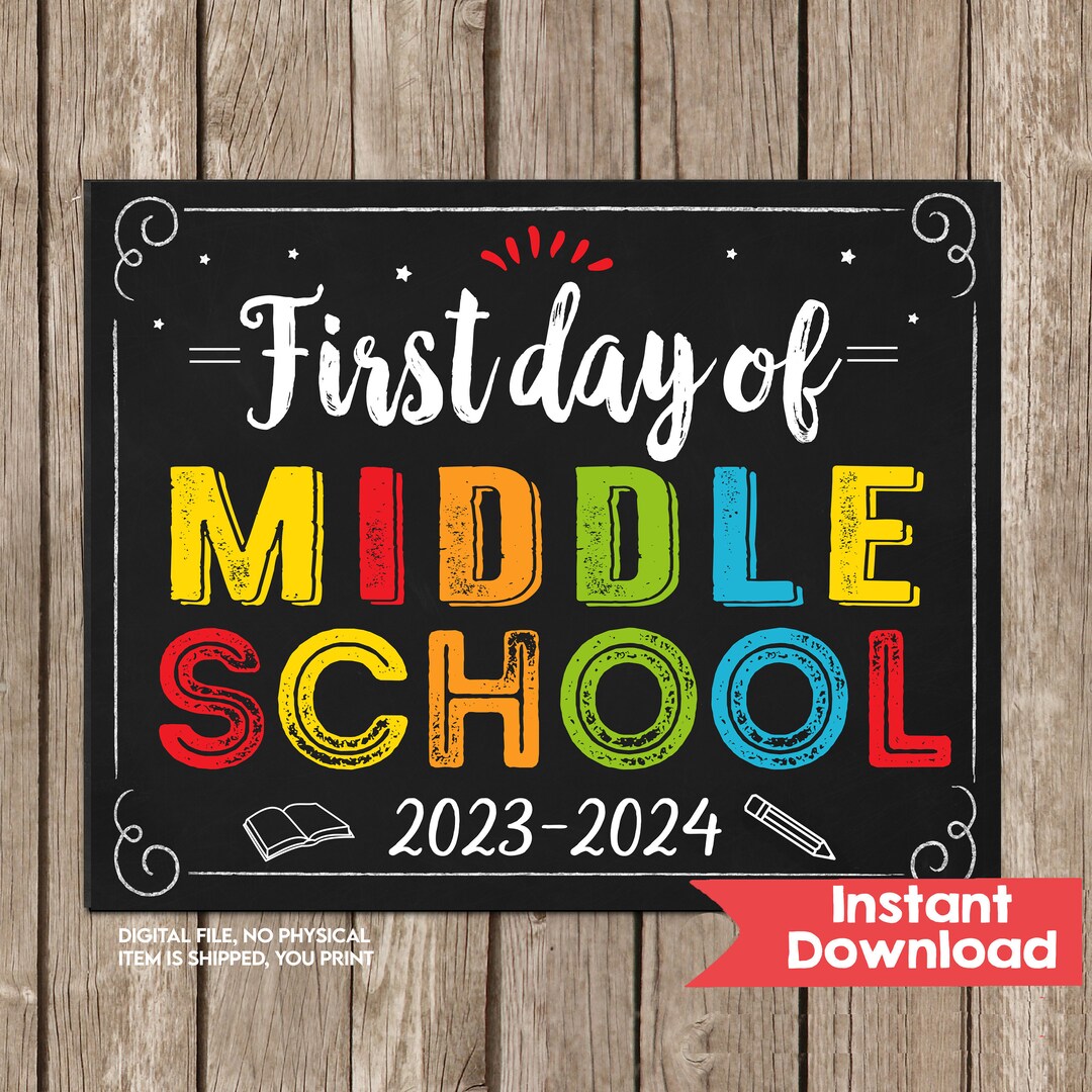 First Day of Middle School Sign First Day of 6th Grade Sign - Etsy