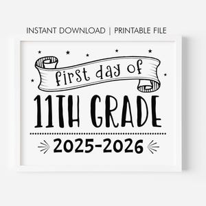 First Day of 11th Grade Sign Photo Prop Modern Sign First Day of School ...