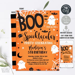 EDITABLE Halloween Ghost Birthday Invitation Spooky Ghost Cute - Etsy