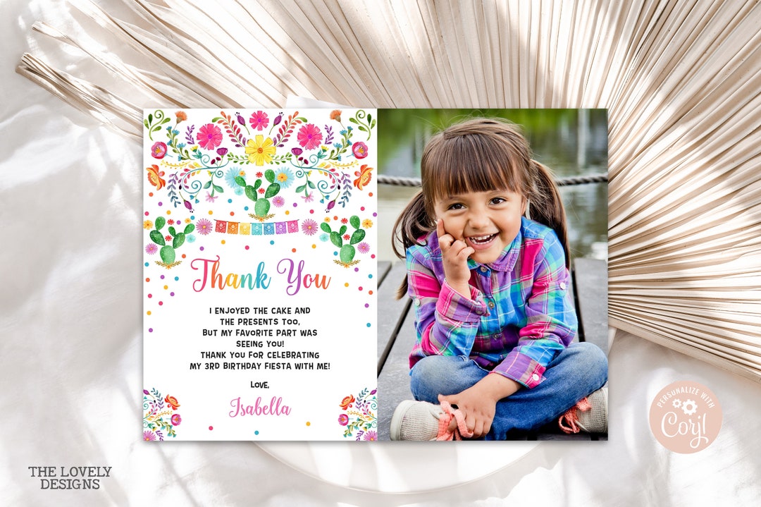 EDITABLE Fiesta Thank You Card Fiesta Photo Birthday Cards Fiesta ...