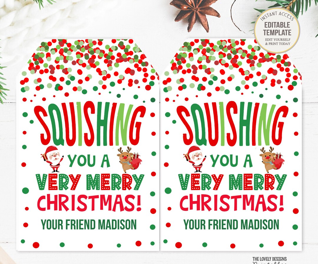 Christmas Squishies Gift Tag Squishing You a Merry Christmas Tag ...