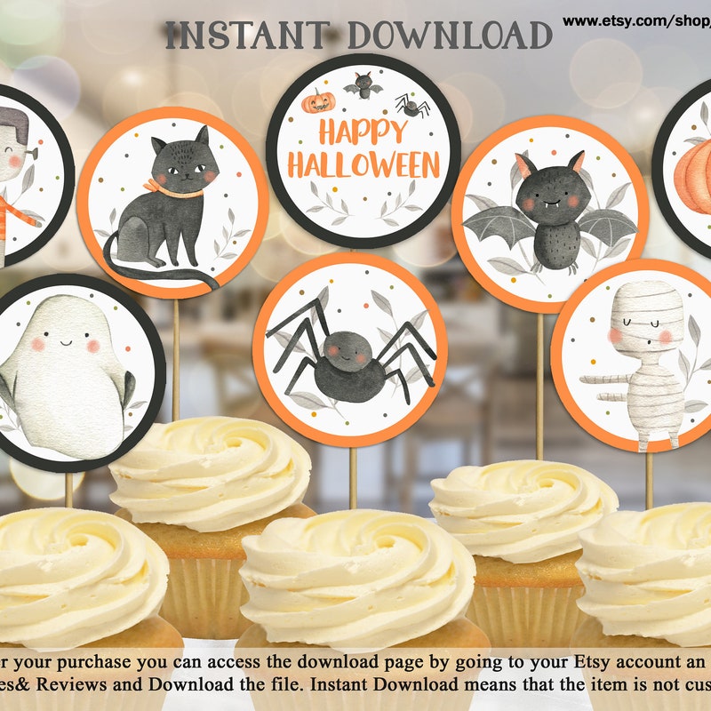 Halloween Cupcake Toppers - Etsy