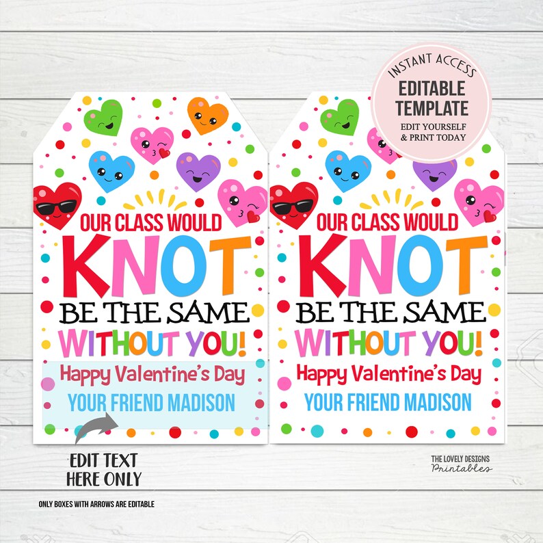 Valentine Gift Tag Class Knot Be the Same Without You - Etsy