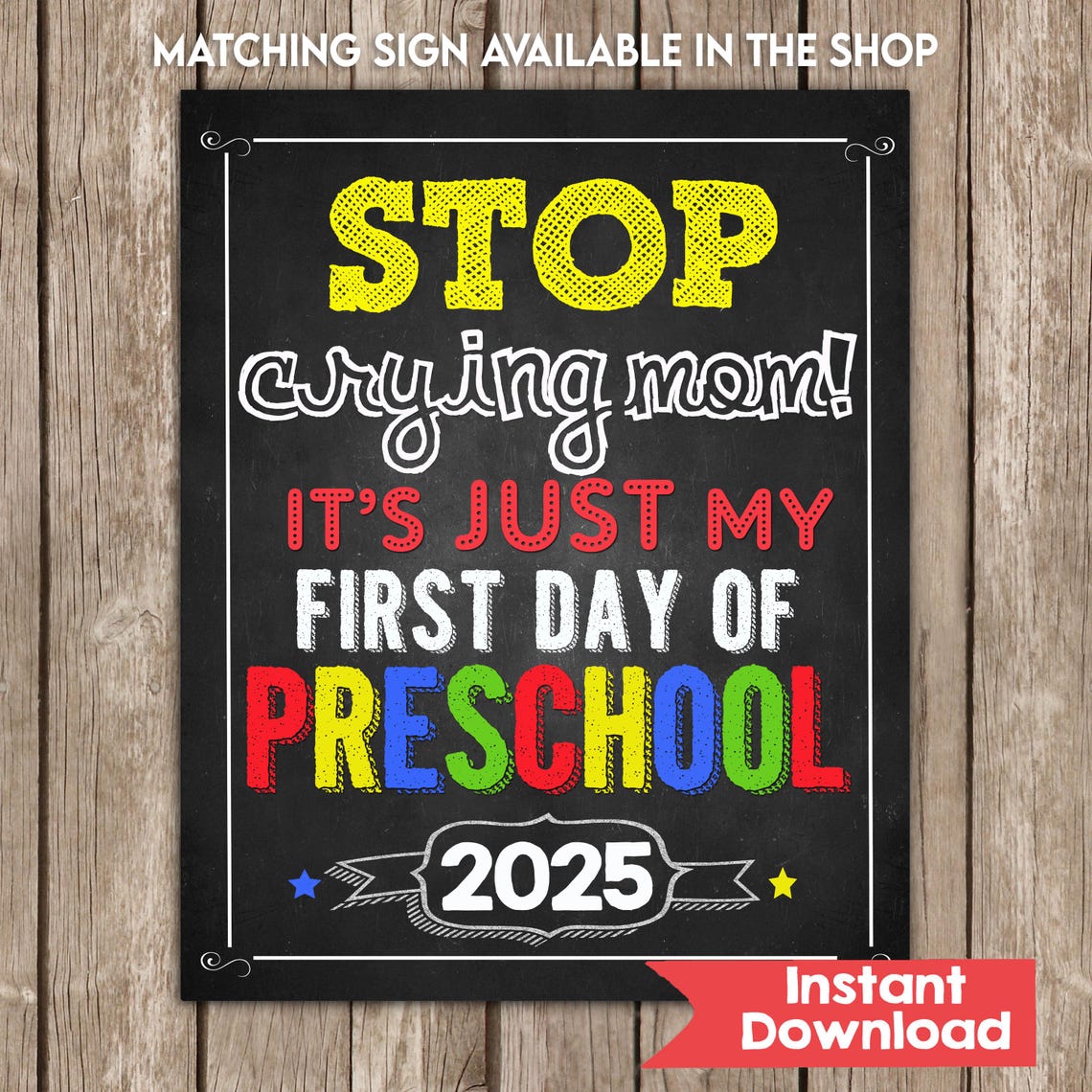 First Day of 4 Year Old Preschool Sign INSTANT DOWNLOAD Photo Prop ...
