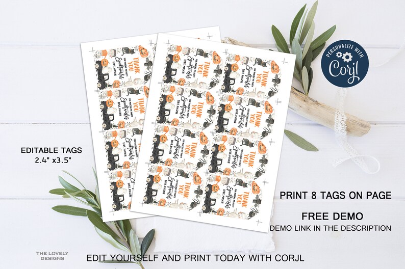 EDITABLE Halloween Gift Tags Halloween Birthday Favor Tags Spooktacular ...