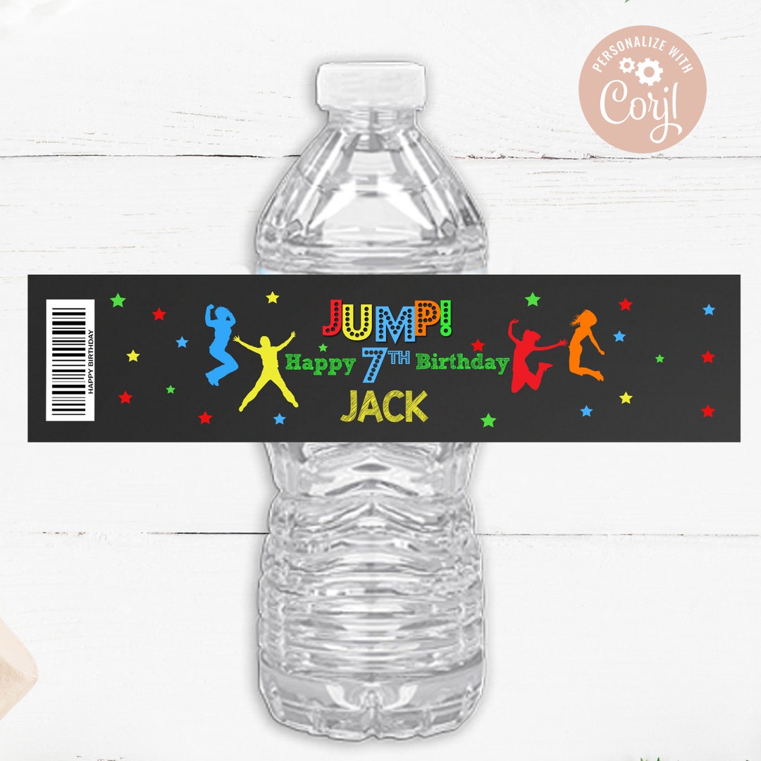 Editable Jump Bottle Label Jump Birthday Trampoline Label Bounce House ...