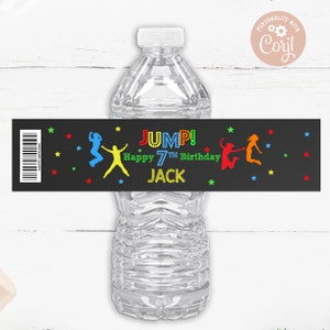 Editable Jump Bottle Label Jump Birthday Trampoline Label Bounce House ...