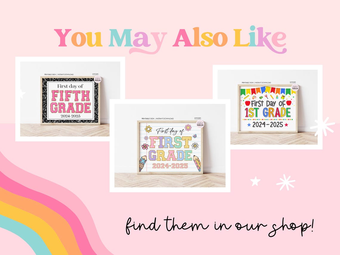 First Day of 1st Grade Sign Printable INSTANT DOWNLOAD Photo Prop First ...
