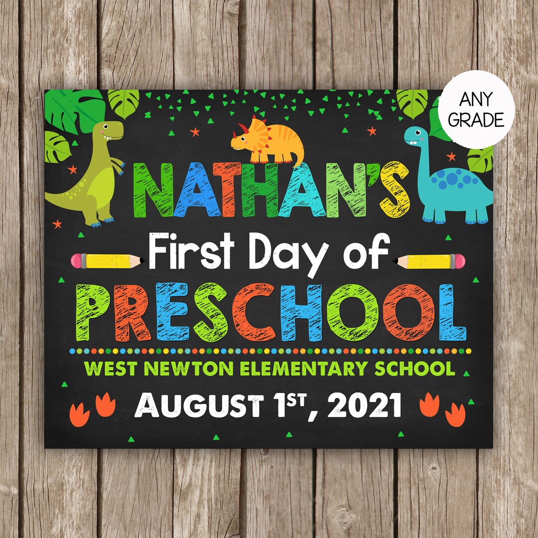 Dinosaur First Day of School Sign First of Kindergarten ANY - Etsy