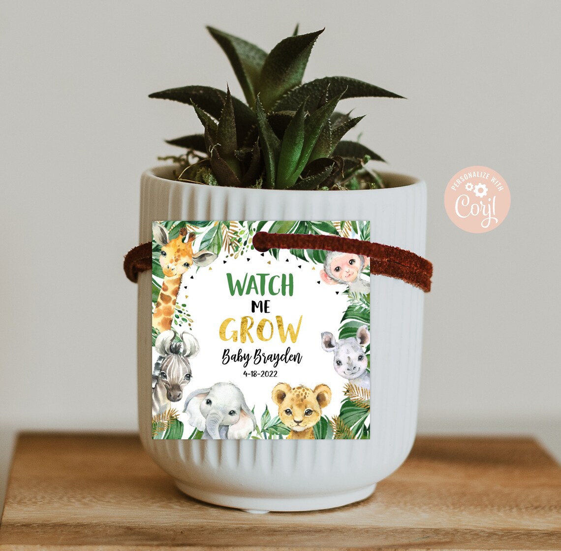 EDITABLE Watch Me Grow Tags Jungle Baby Shower Bridal Neutral - Etsy