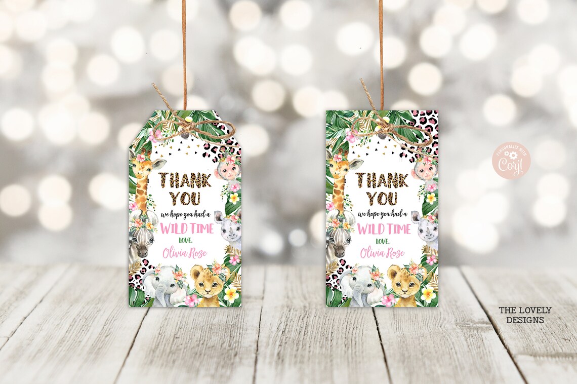 Editable Favor Tag Leopard Print Wild Time Birthday Gift Tags Wild ...