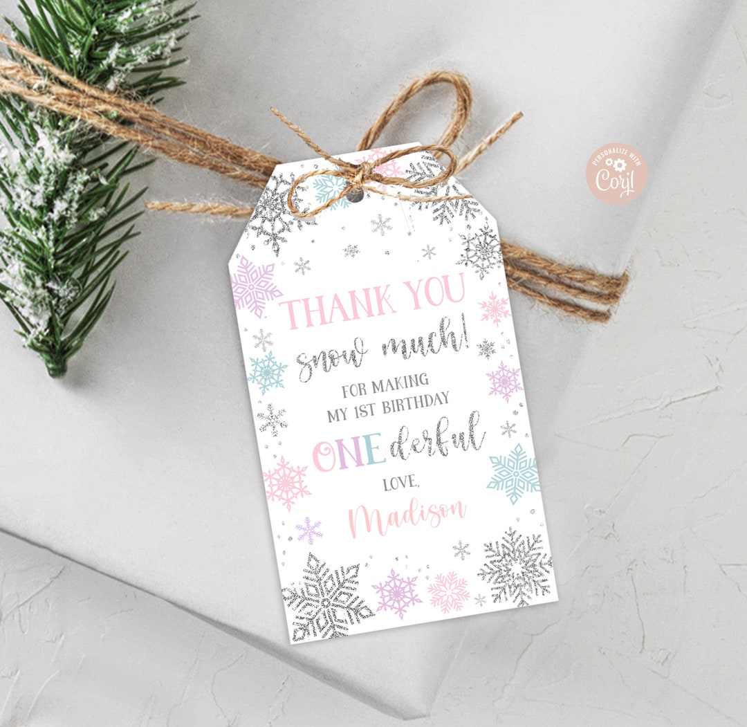 EDITABLE Winter Onederland Favor Tag Winter 1st Birthday Gift Tag ...