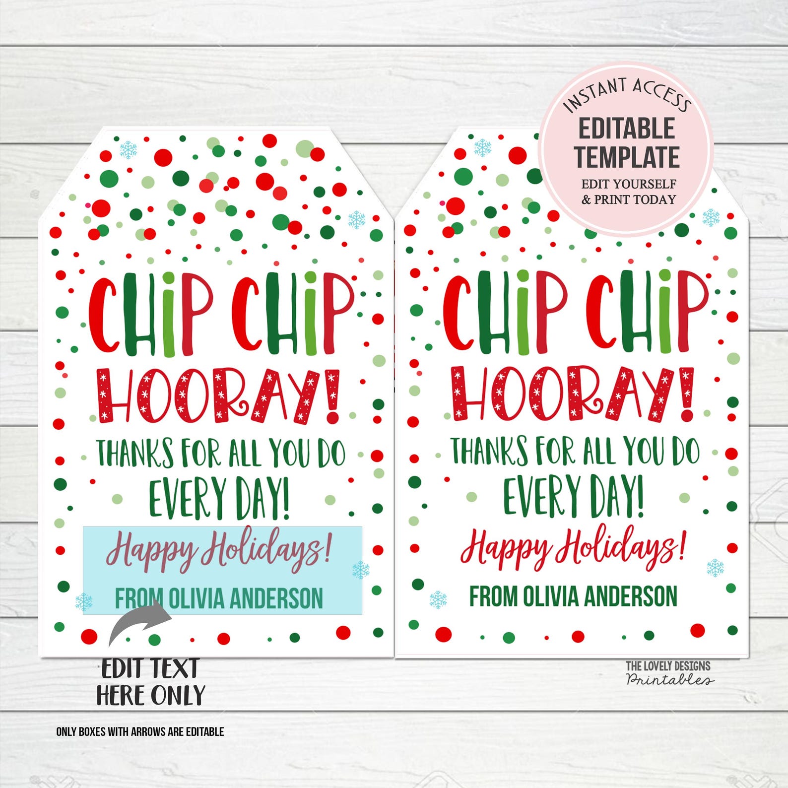 Christmas Cookie Thank You Gift Tags Chip Chip Hooray Have a Happy ...