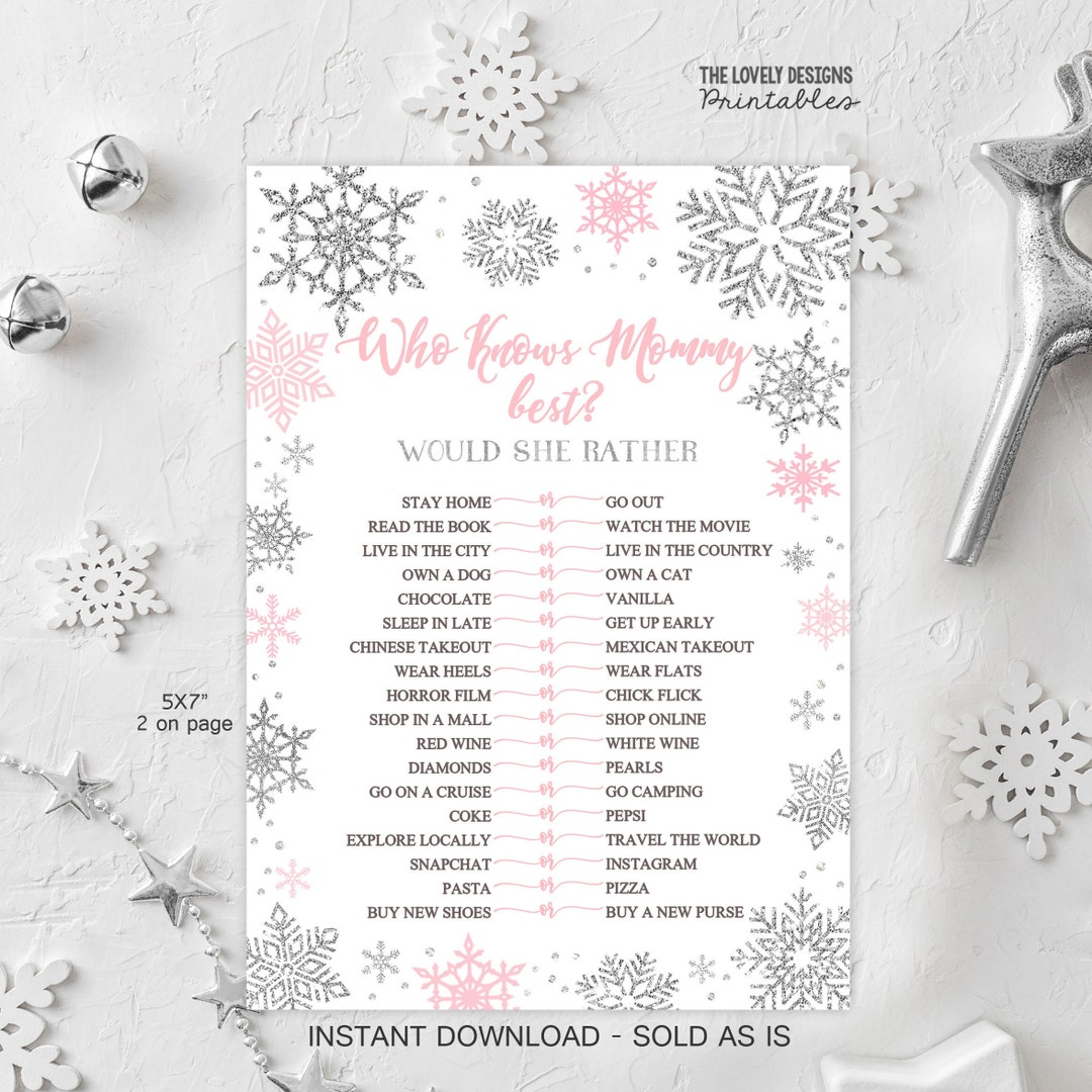 Winter Who Knows Mommy Best Game Winter Baby Shower Games Snowflakes ...