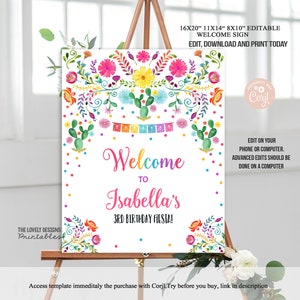 EDITABLE Fiesta Welcome Sign Fiesta Birthday Party Sign Fiesta Mexican ...