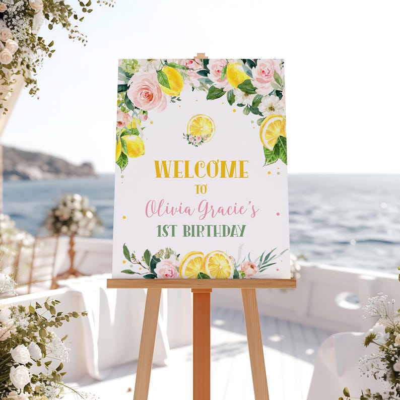 Editable Lemonade Welcome Sign Lemonade Birthday Party Sign Sunshine ...