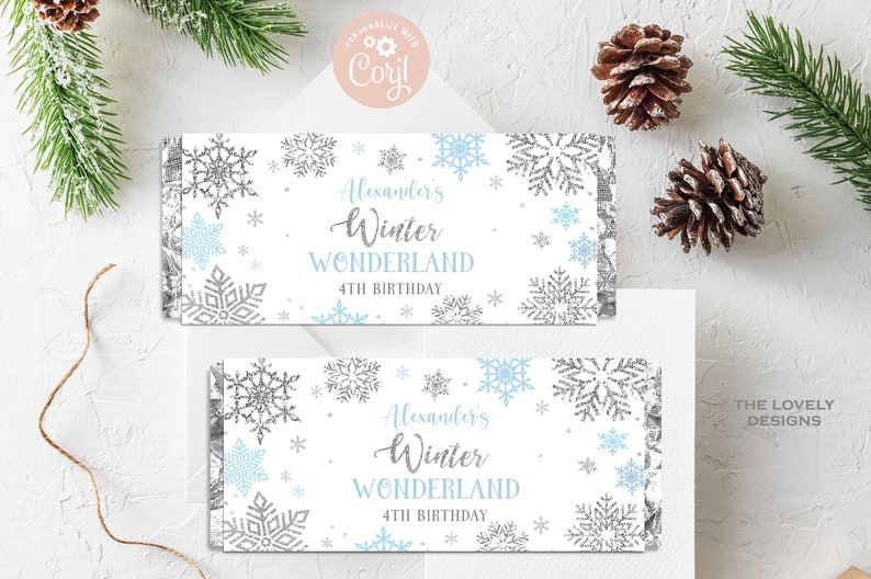 EDITABLE Winter Wonderland Candy Bar Wrapper Winter Birthday Party ...