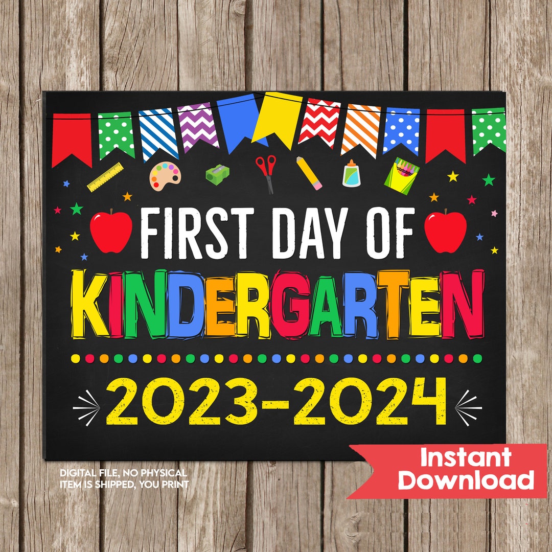 First Day of Kindergarten Sign Printable Back to School Sign - Etsy