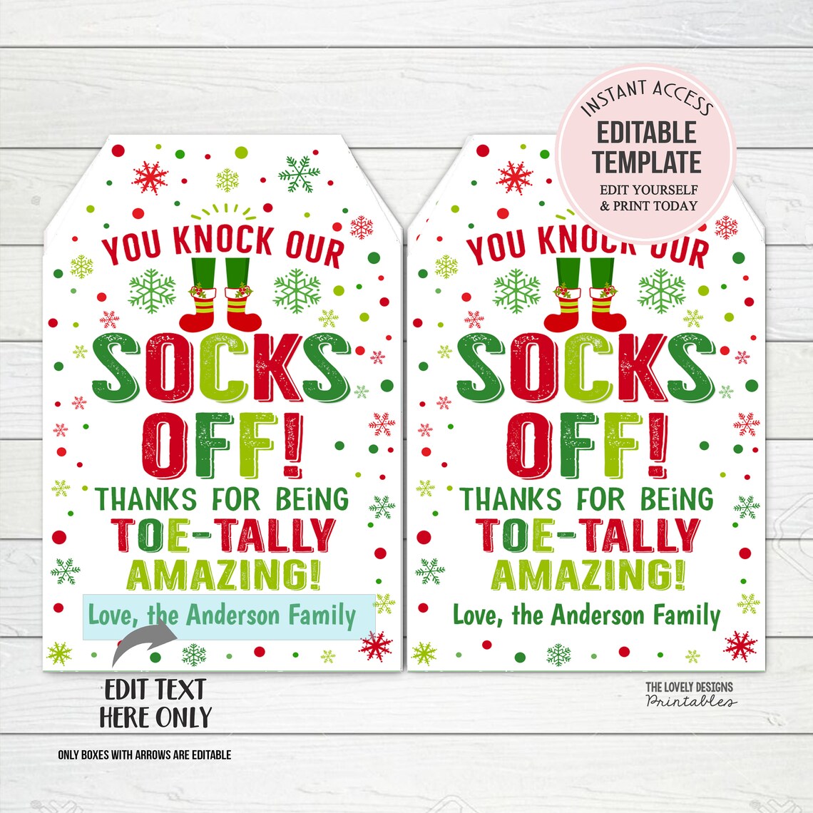 Christmas Sock Gift Tags Staff Toe-tally Amazing Teacher Staff Nurse ...