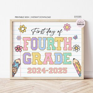First Day of 4th Grade Sign, First Day of Fourth Grade Sign, INSTANT ...