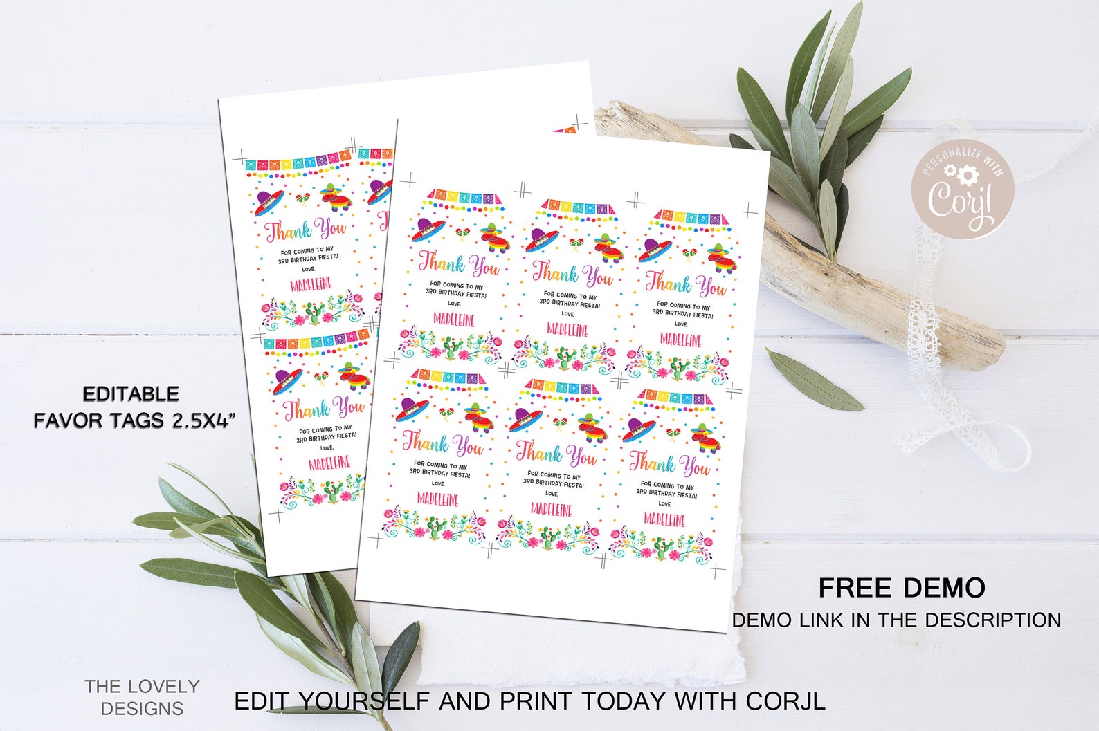 EDITABLE Fiesta Piñata Gift Tag Pinata Fiesta Girl Birthday - Etsy