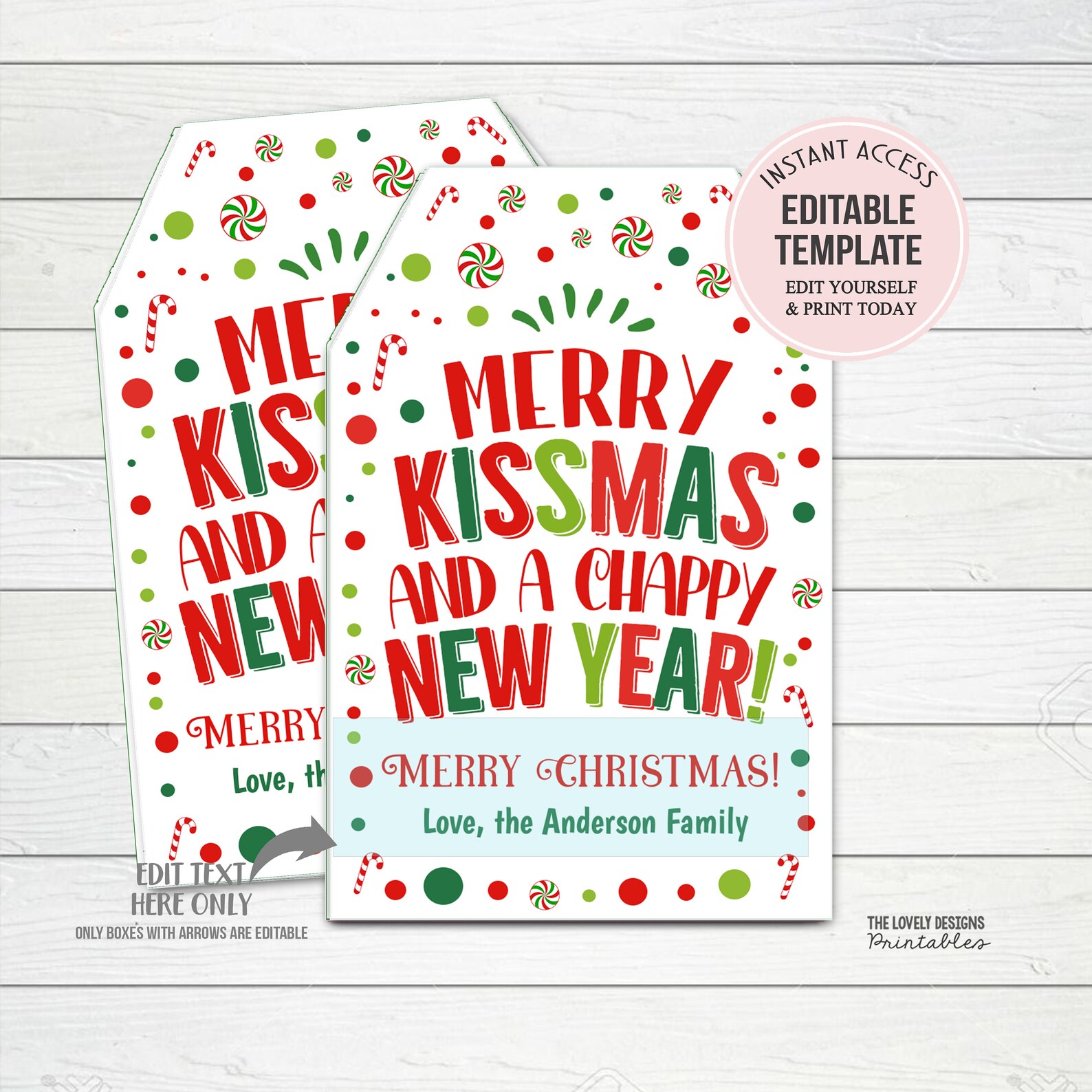 Christmas Lip Balm Gift Tags Merry Kissmas and a Chappy New Year Lip ...