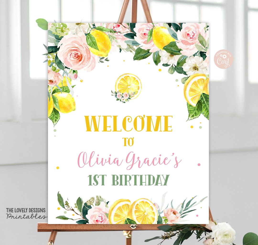 Editable Lemonade Welcome Sign Lemonade Birthday Party Sign Sunshine ...