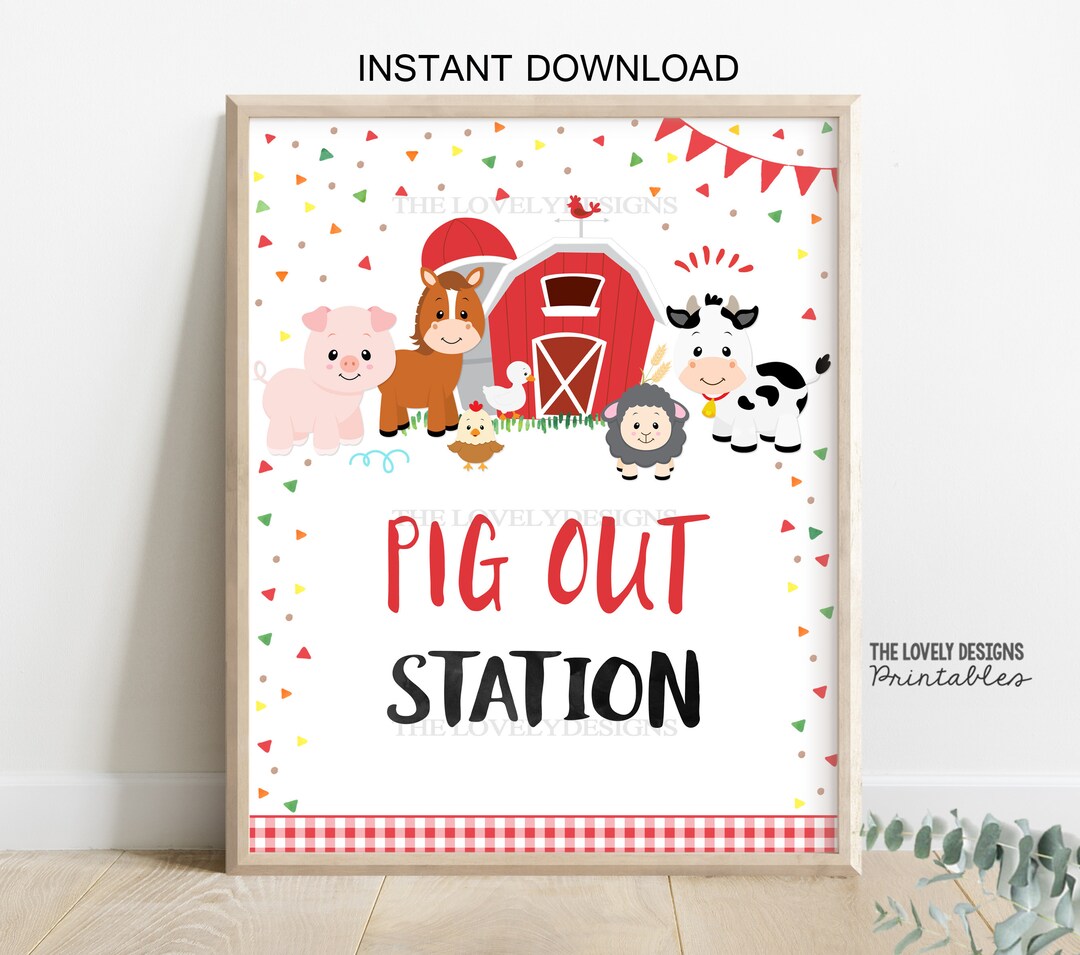 Farm Pig Out Station Sign Farm Birthday Sign Farm Animals Barnyard Bash ...