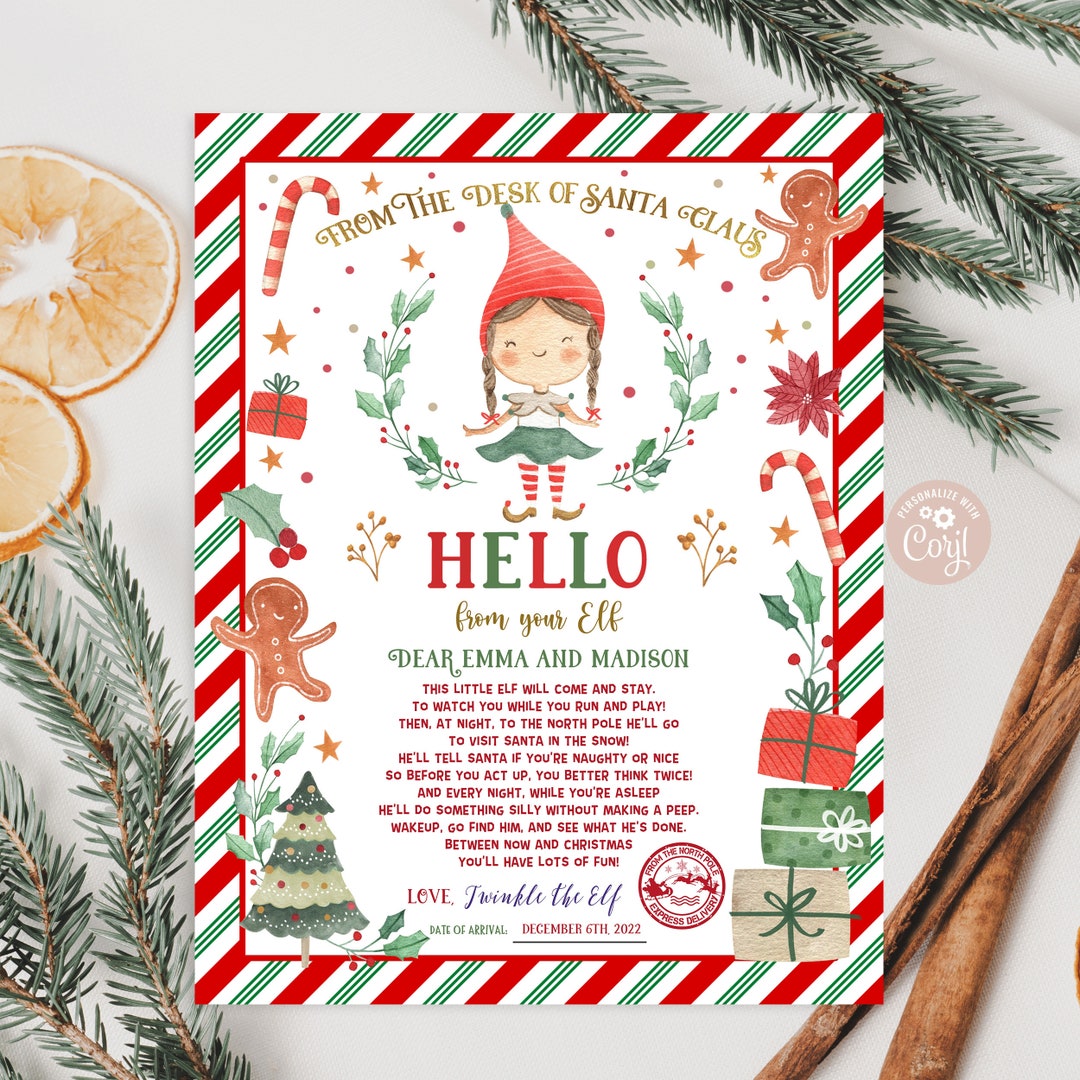 Editable Elf First Arrival Letter First Time Elf Girl Letter Return Elf ...