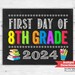 First Day of 8TH GRADE Sign INSTANT DOWNLOAD First Day of Eighth Grade ...