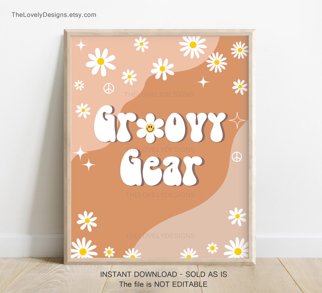 Retro Daisy Birthday Party Groovy Gear Sign Groovy 70's Party Hippie ...