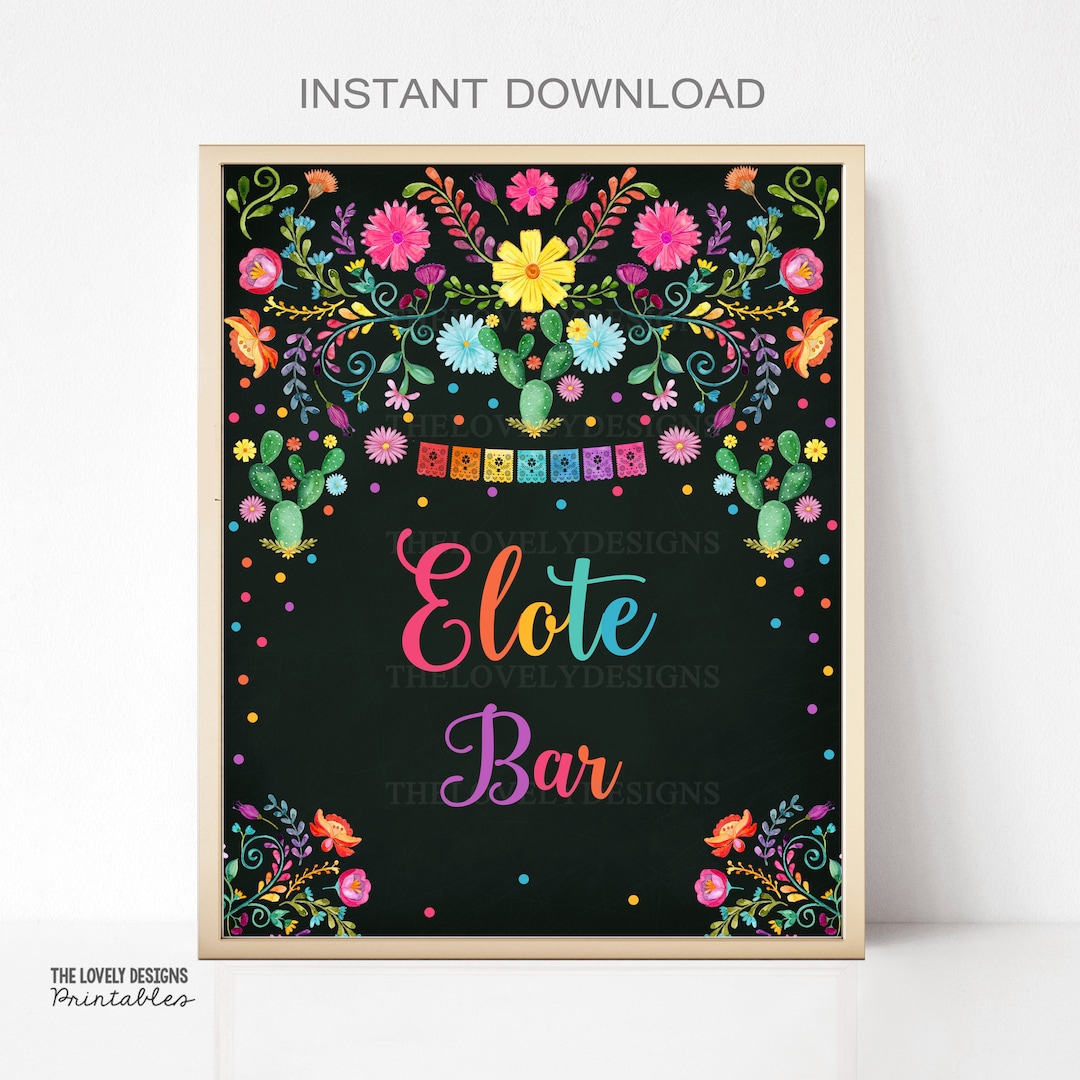 Fiesta Elote Bar Sign, Fiesta Birthday Chalkboard Sign Fiesta Mexican ...