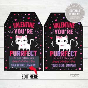 Editable Rainbow Valentine's Gift Tag You Color My World - Etsy