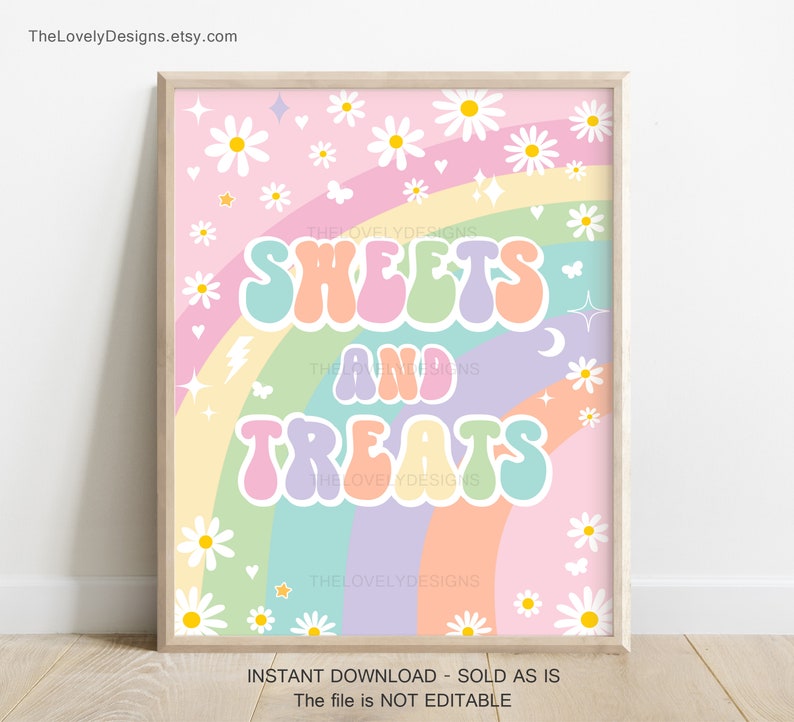 Daisy Groovy Birthday Party Sweets and Treats Sign Groovy - Etsy