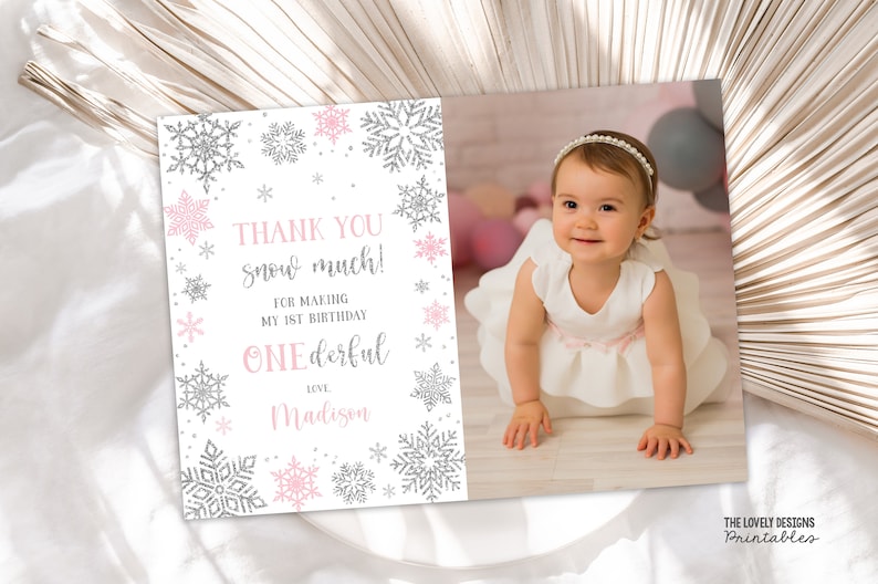 EDITABLE Thank You Snow Much Thank You Card With Photo Winter - Etsy