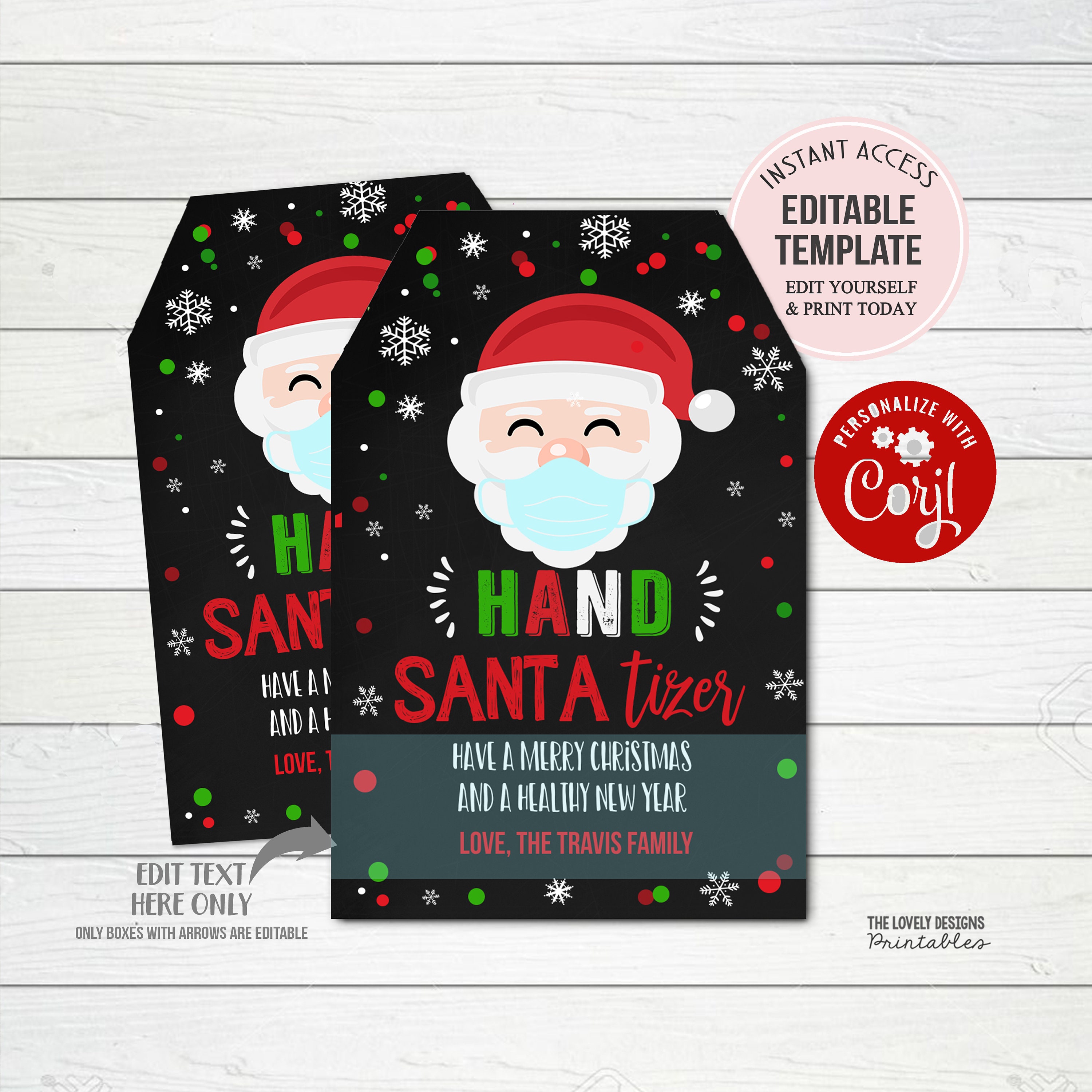 Christmas Soap Tags Printable, Spread Joy Not Germs Gift Tag Hand Santa ...