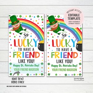 St. Patrick's Day Printable Tags Lucky to Have Friend Like You Gift Tag ...