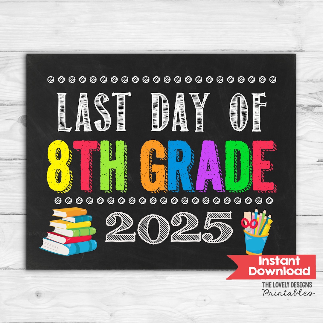Last Day of 8TH GRADE Sign INSTANT DOWNLOAD Photo Prop Last Day of ...