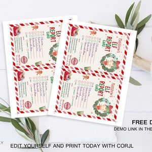 EDITABLE Elf Report Card Christmas Elf Report Card Template Santa Claus ...