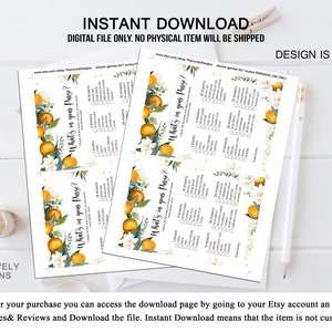 Orange What's in Your Purse Game Little Cutie Baby Shower Game Orange ...