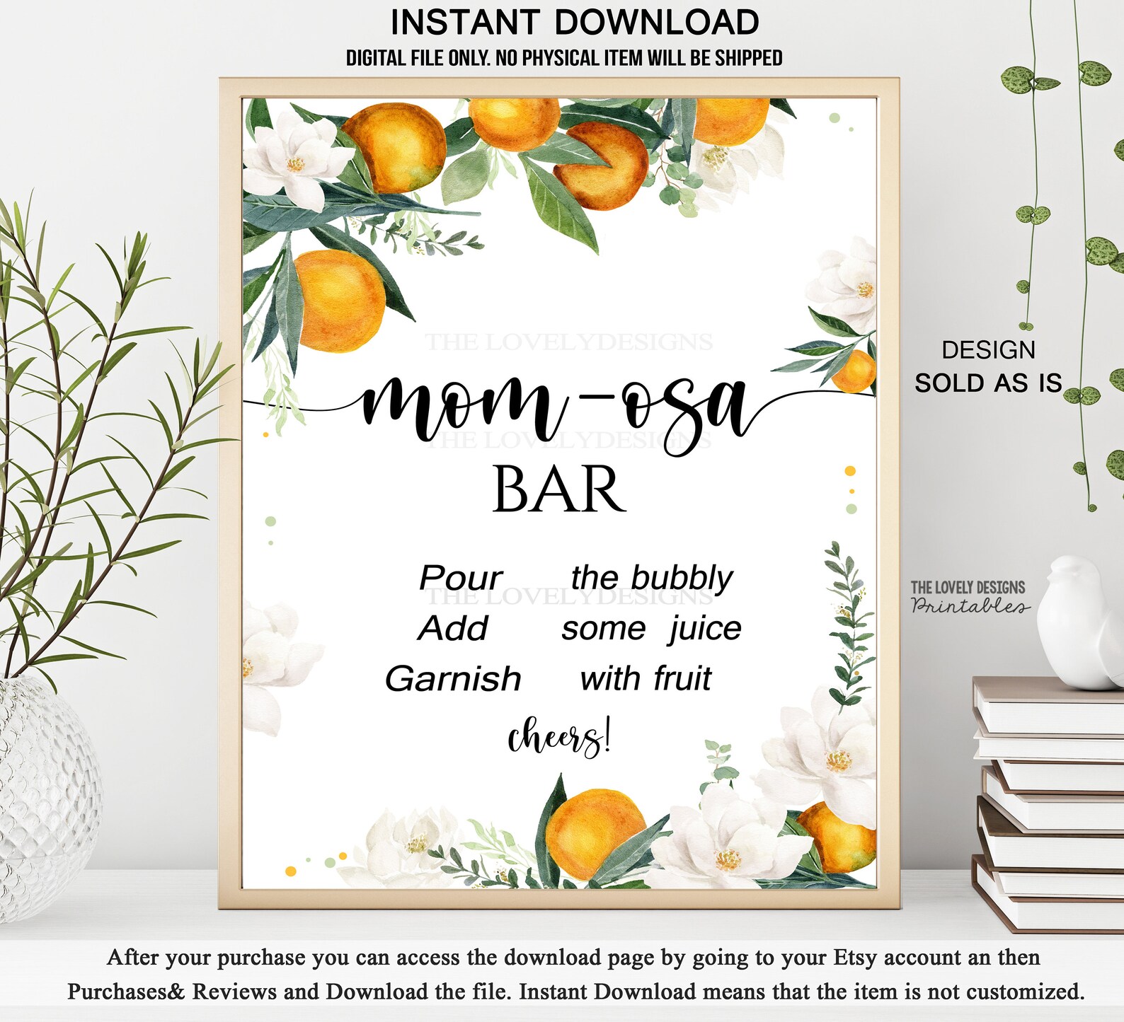 Orange Mom-osa Bar Sign: Citrus Baby Shower Decor (digital Download) - Etsy