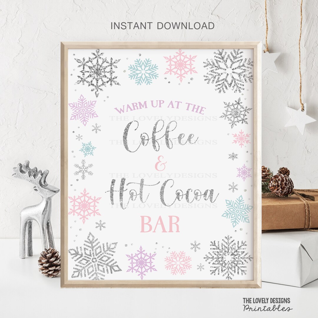Winter Coffee and Hot Cocoa Bar Sign Winter Wonderland Sign - Etsy