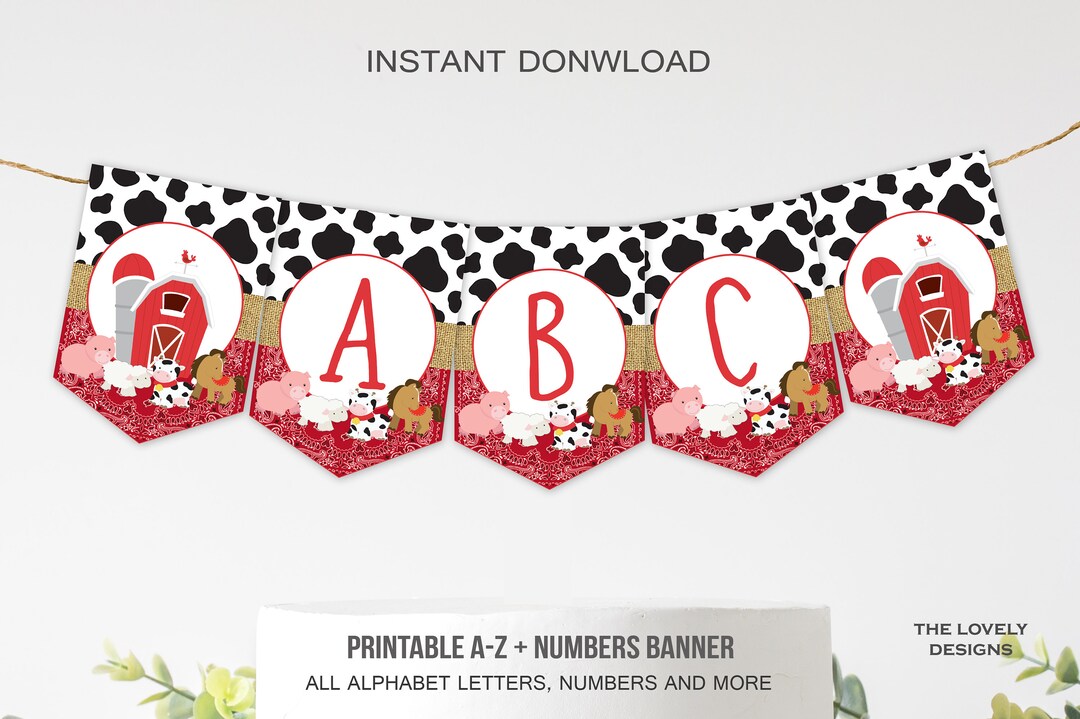 Farm Banner Farm Birthday Banner A-Z Alphabet Numbers Custom Banner ...