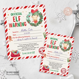 Editable Elf Warning Letter Official Elf Warning Elf Behavior Letter ...