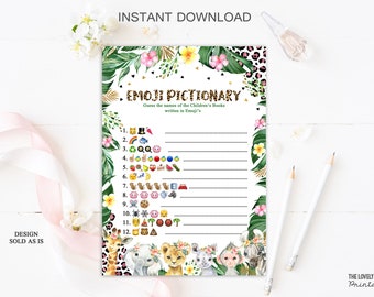 Jungle Emoji Pictionary Game Jungle Baby Shower Children's - Etsy