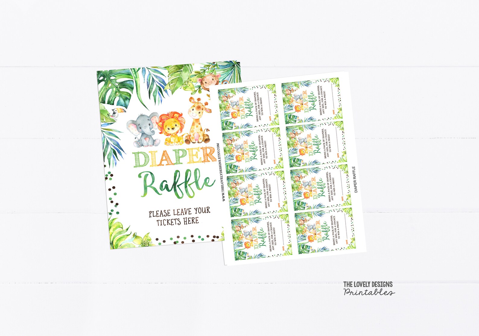 Jungle Diaper Raffle Sign and Tickets Jungle Gold Baby | Etsy