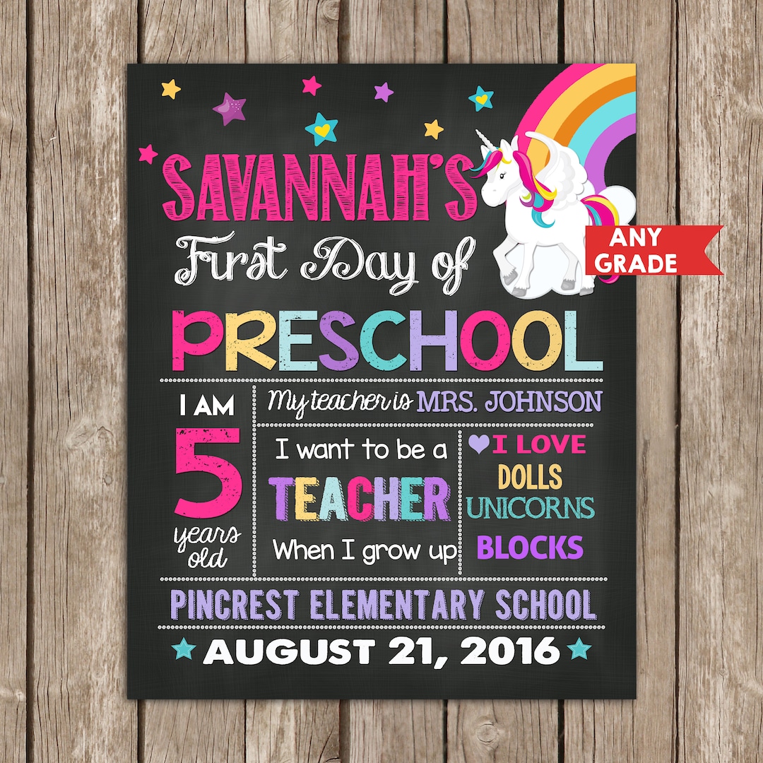 Unicorn First Day of School Sign, Unicorn First Day of School Sign, ANY ...