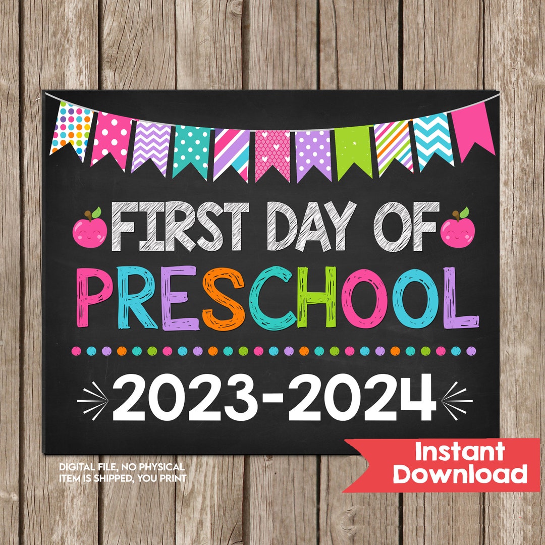 Girl First Day of Preschool Sign First Day of Preschool - Etsy
