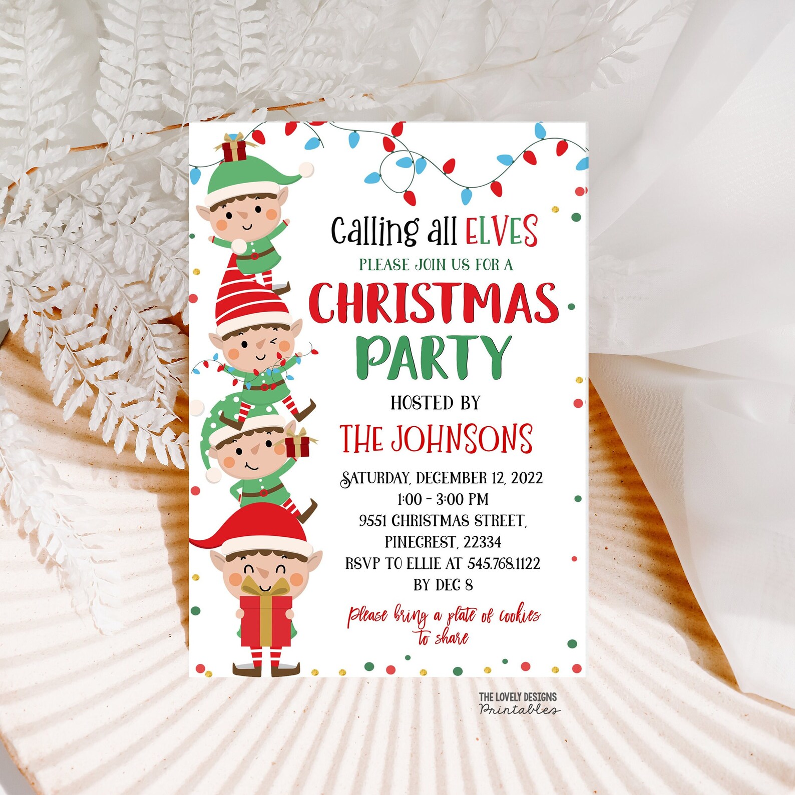 Editable Christmas Party Invitation Cute Elves Kids Party Elf - Etsy