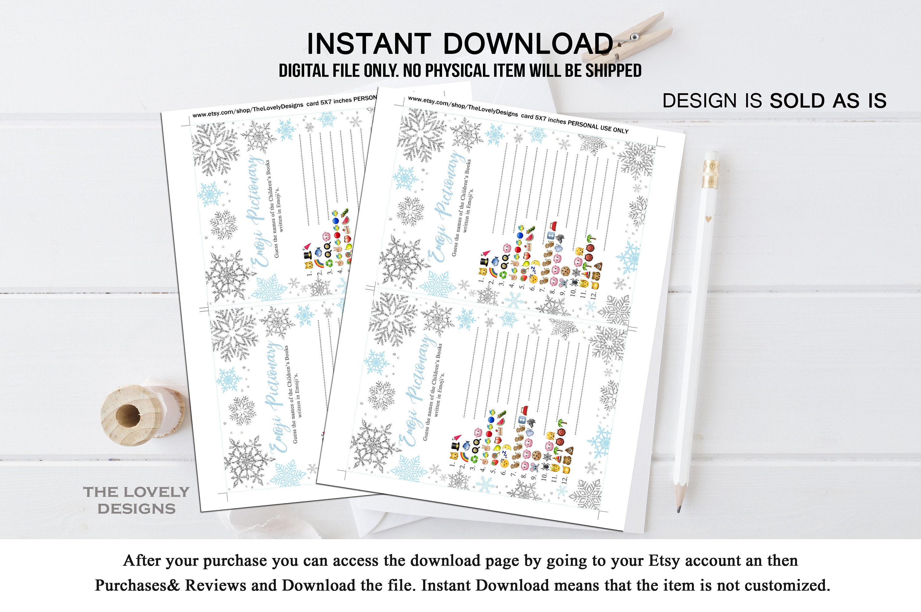 Winter Emoji Pictionary Game Children's Books Emoji Game | Etsy